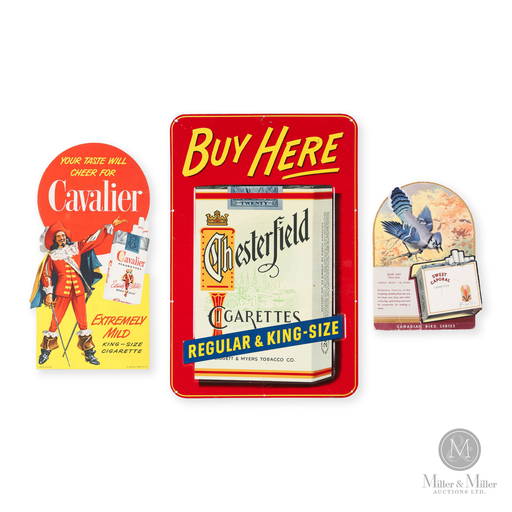 Cavalier, Chesterfield & Sweet Caporal Cigarettes Counter Displays & Sign