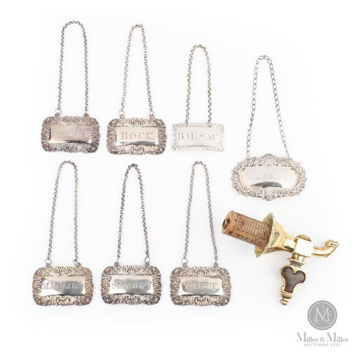 Sterling Silver Liquor Bottle Labels & Spigot