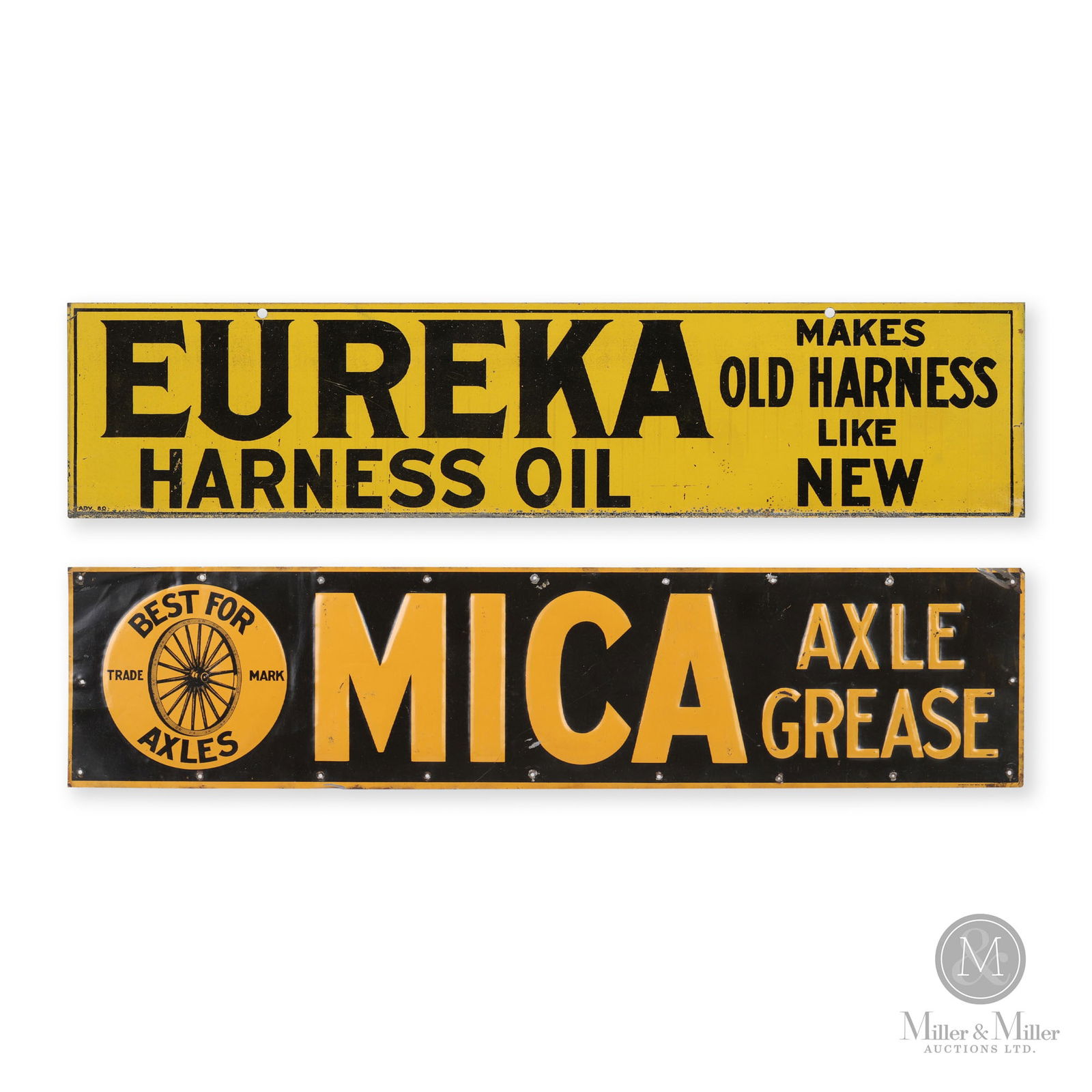 Standard Oil Co. Eureka Harness Oil & Mica Axle Grease Signs Auction