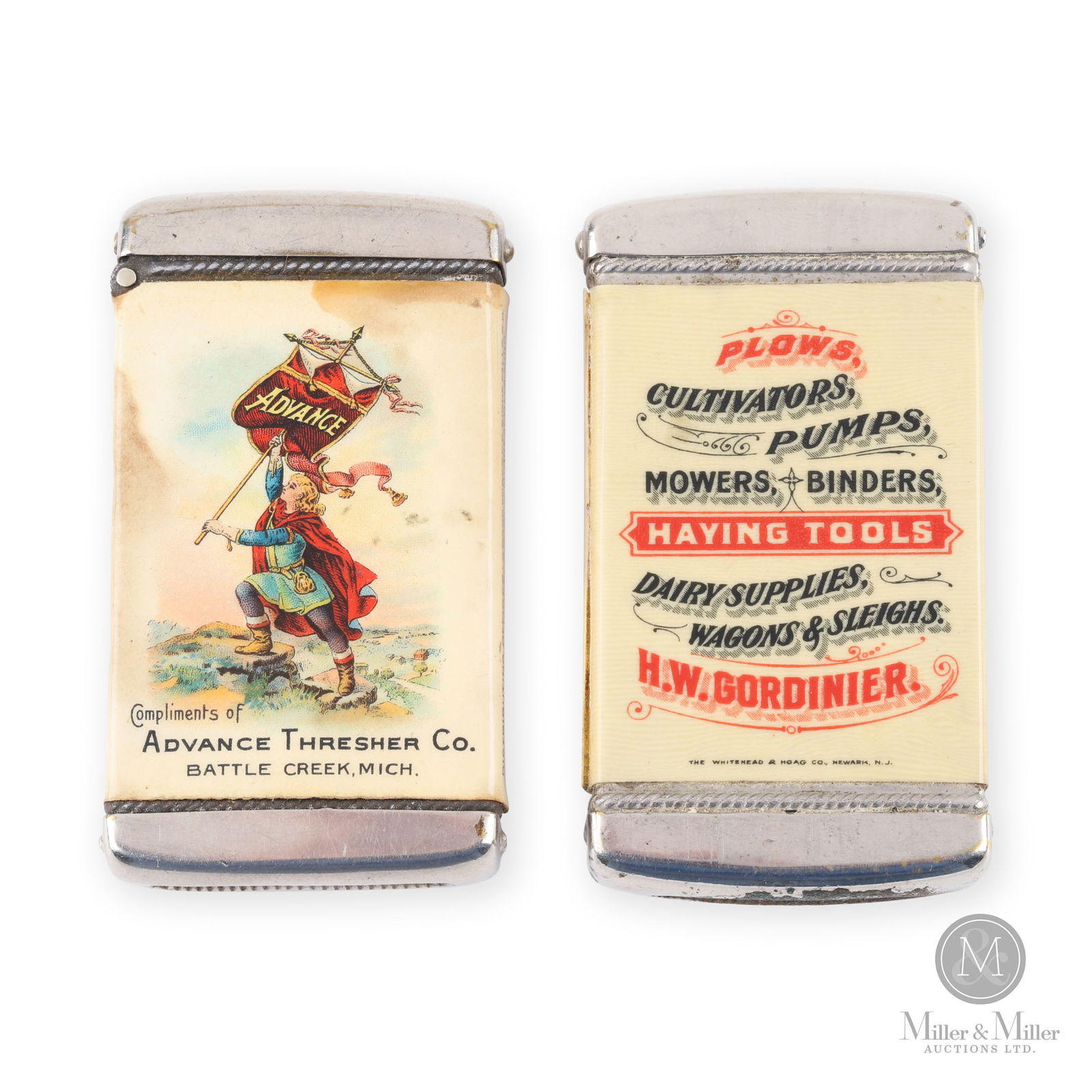 Advance Thresher Co. & H. W. Gordinier Match Safes Auction