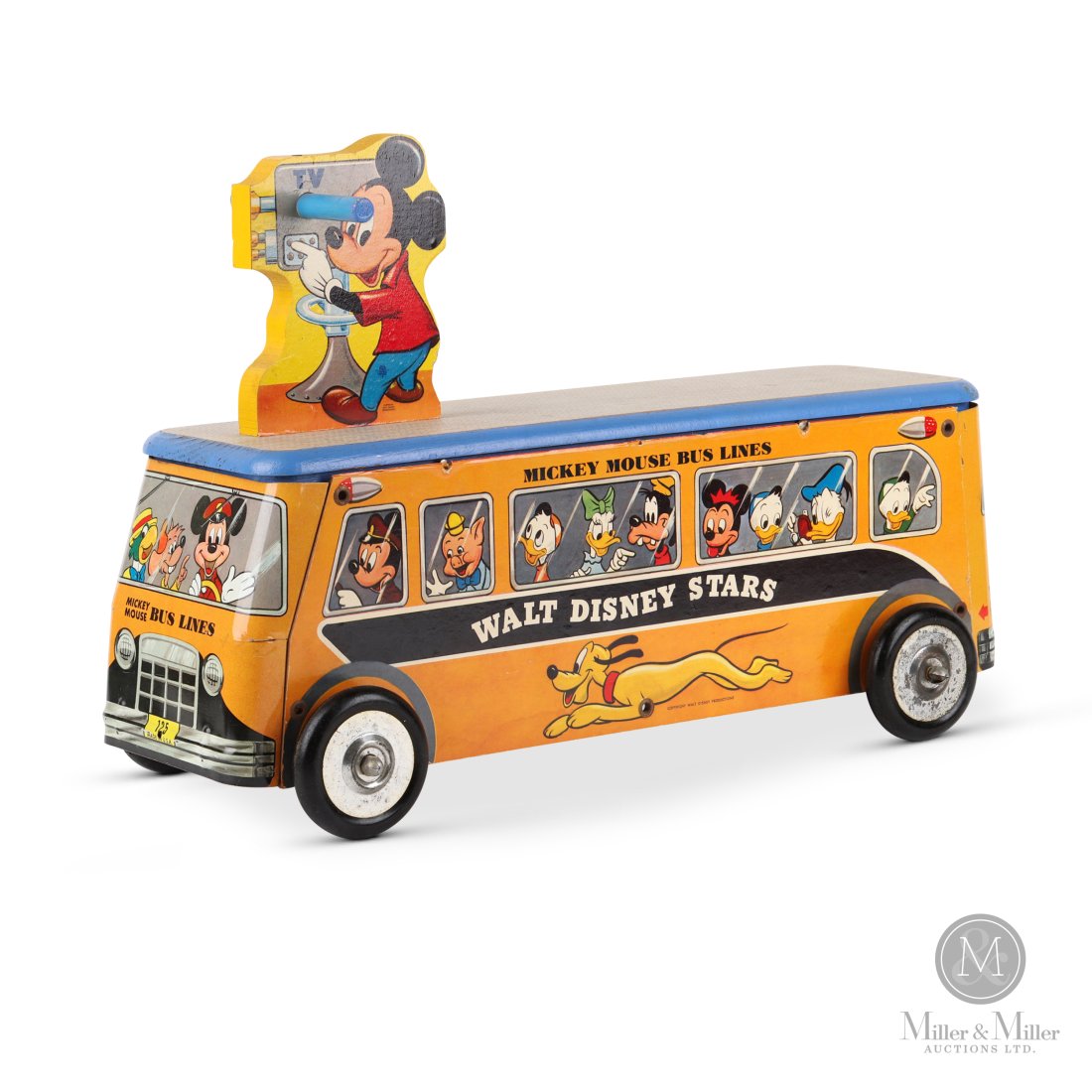 Gong Bell Mfg. Co. Mickey Mouse Bus Lines Toy Auction
