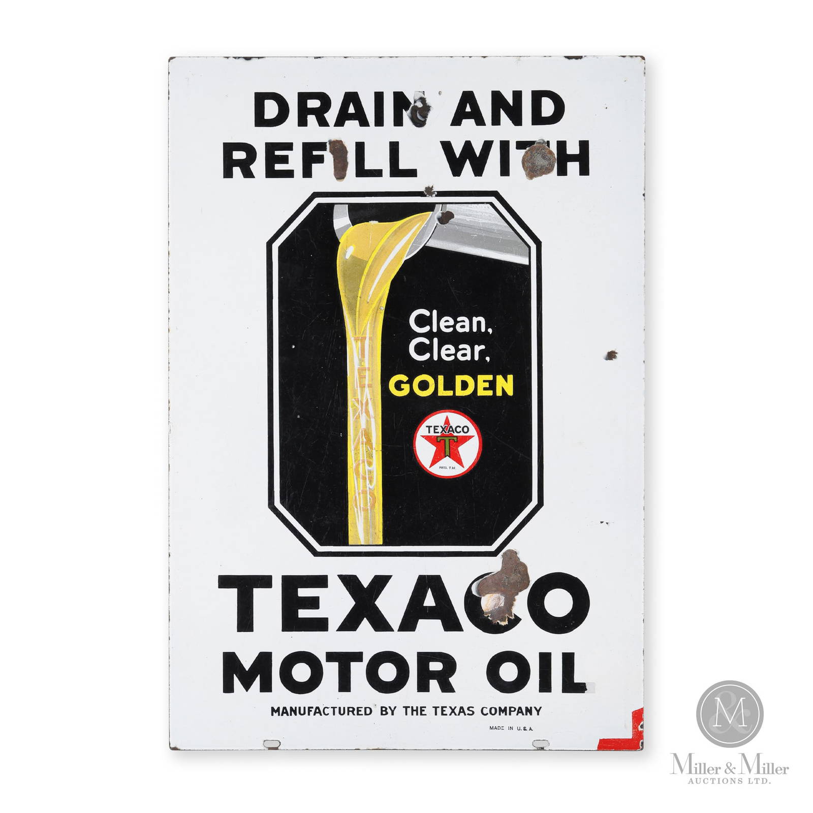 Texaco Motor Oil "clean, Clear, Golden" Sign Auction