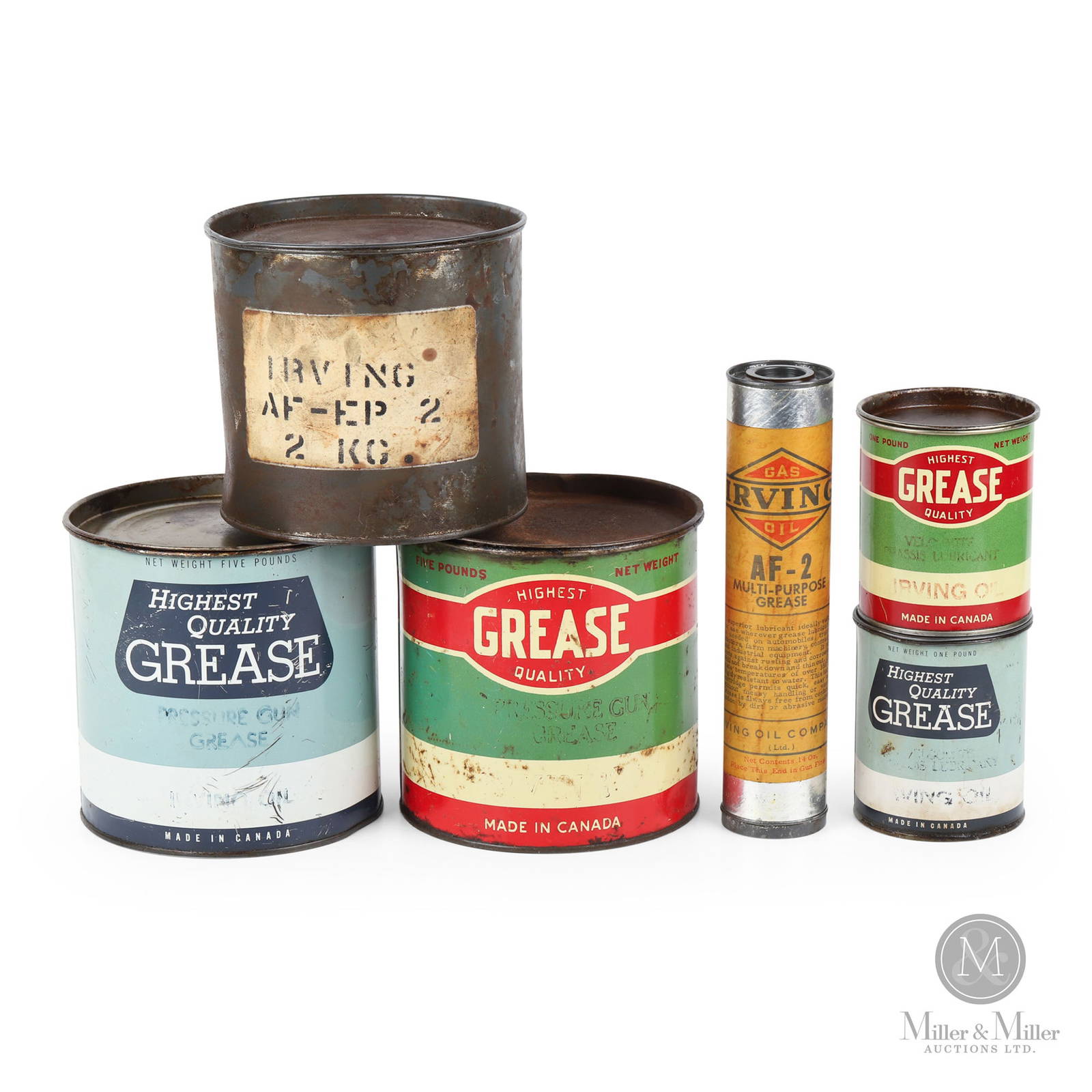Assorted Canadian Grease Cans Auction