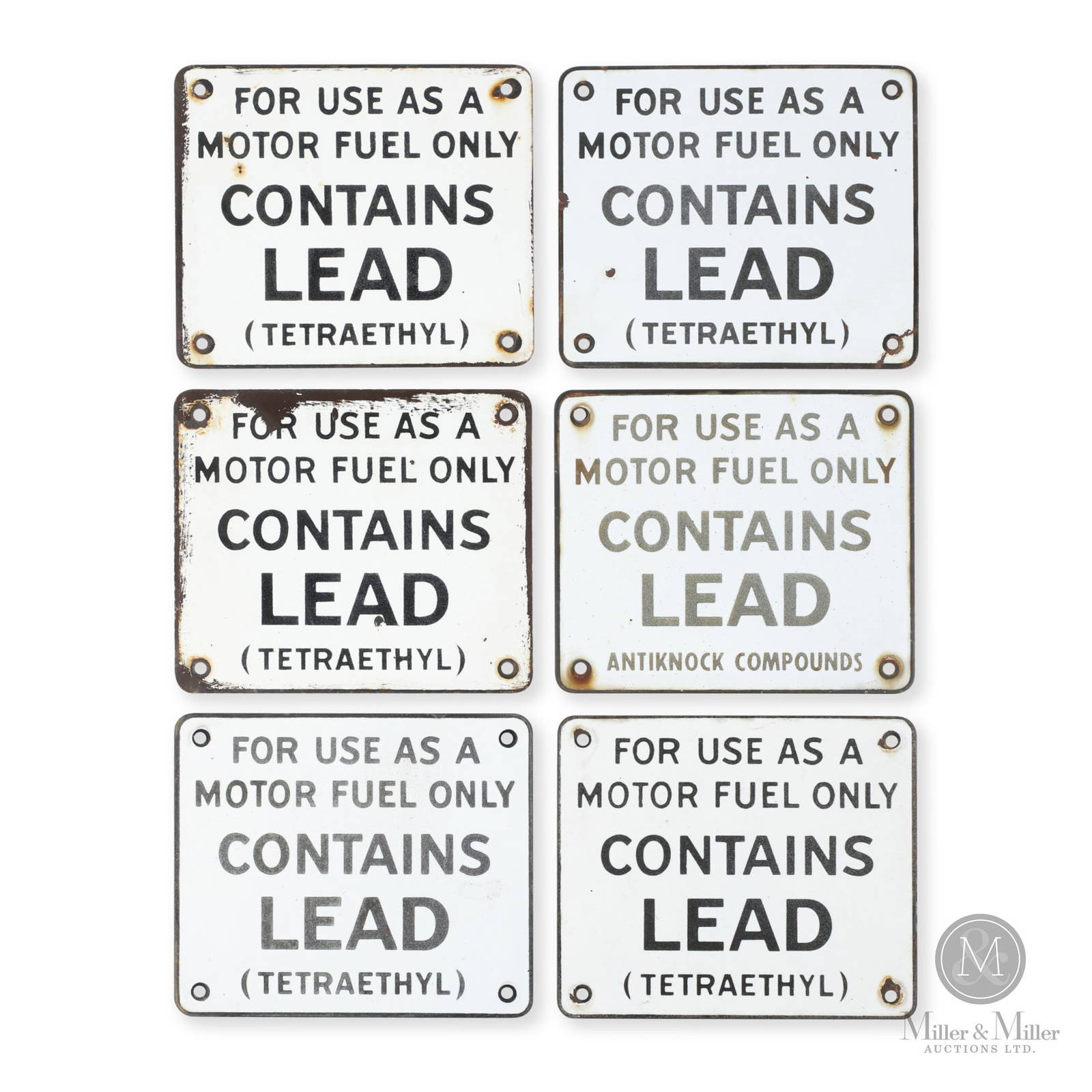 Gasoline Pump "contains Lead" Signs Auction