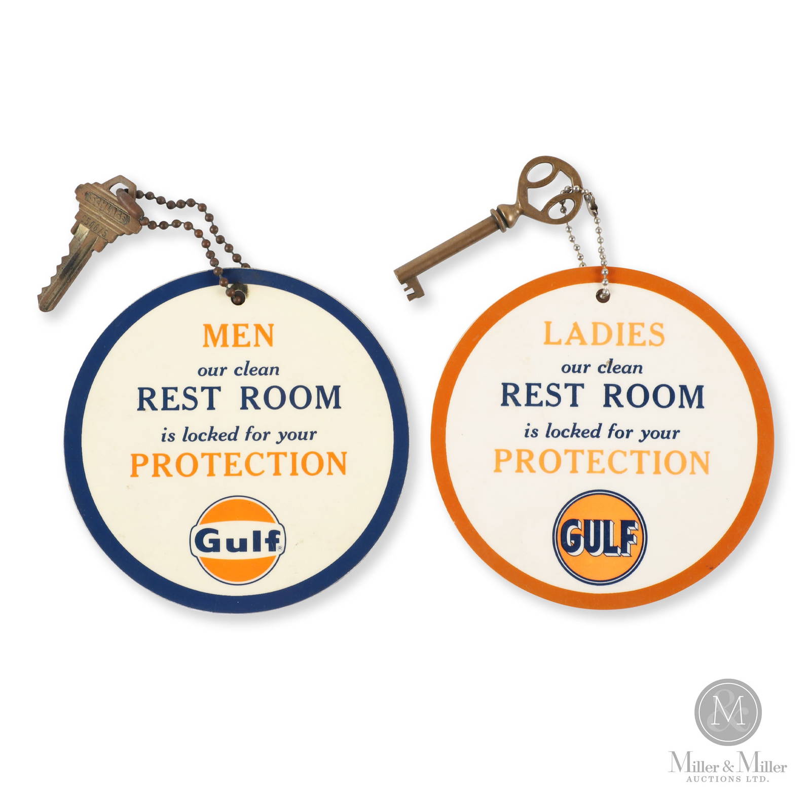 Gulf Service Station Ladies & Men's Restroom Key Fobs Auction