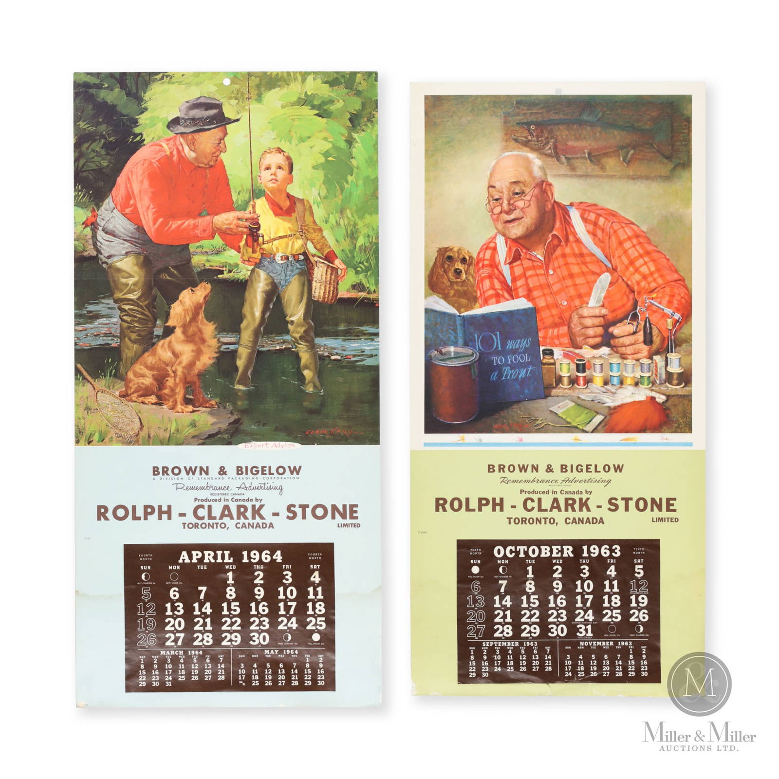 Rolph-clark-stone Fishing-themed Salesman Sample Calendars Auction