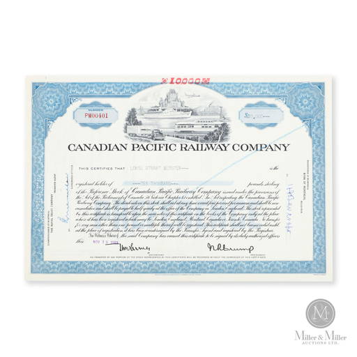 Canadian Pacific Railway Preferred Stock Certificate
