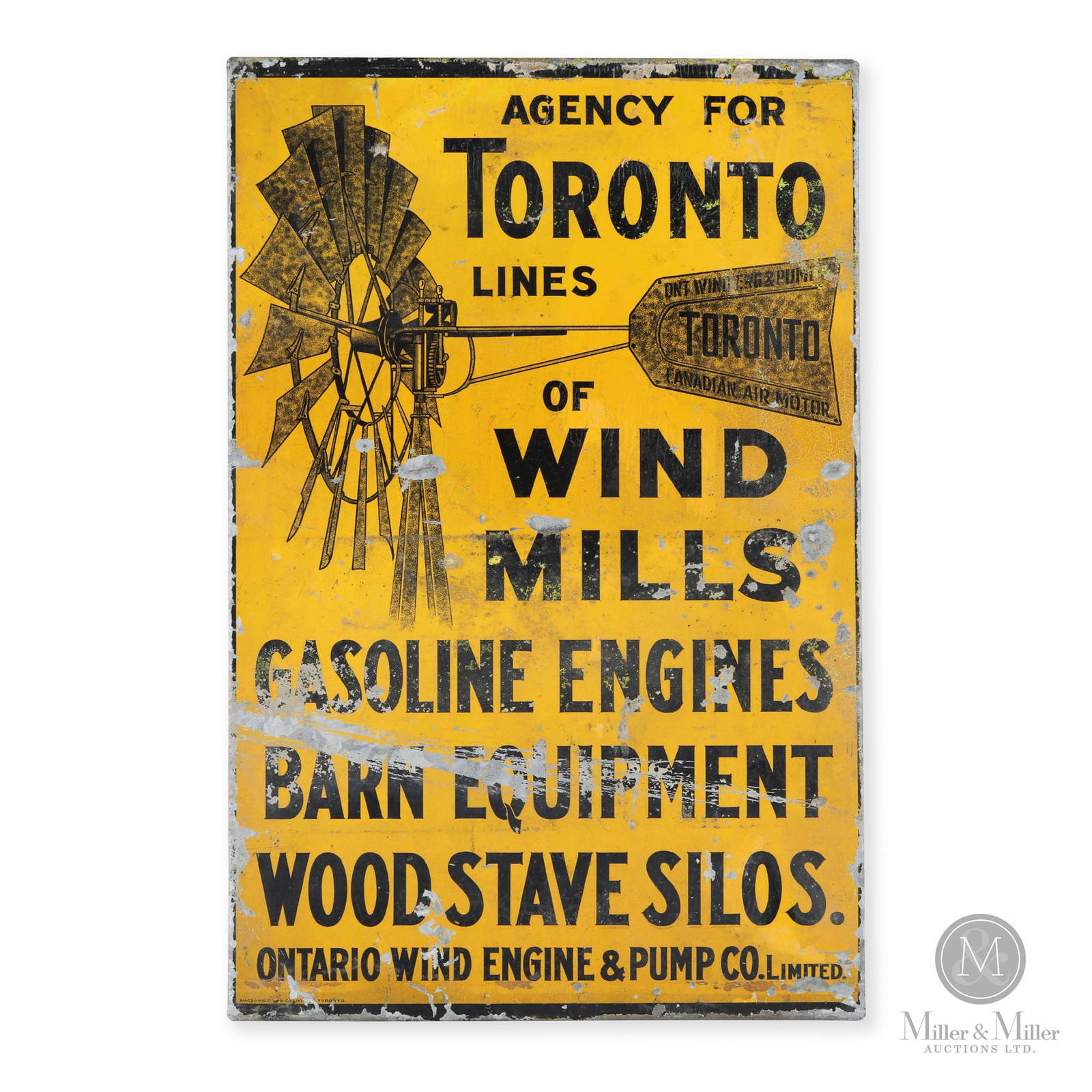 Ontario Wind Engine & Pump Toronto Windmills Sign Auction