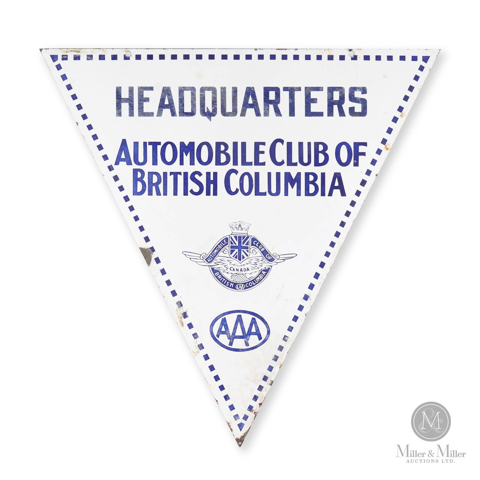 Automobile Club Of British Columbia Aaa "headquarters" Sign Auction