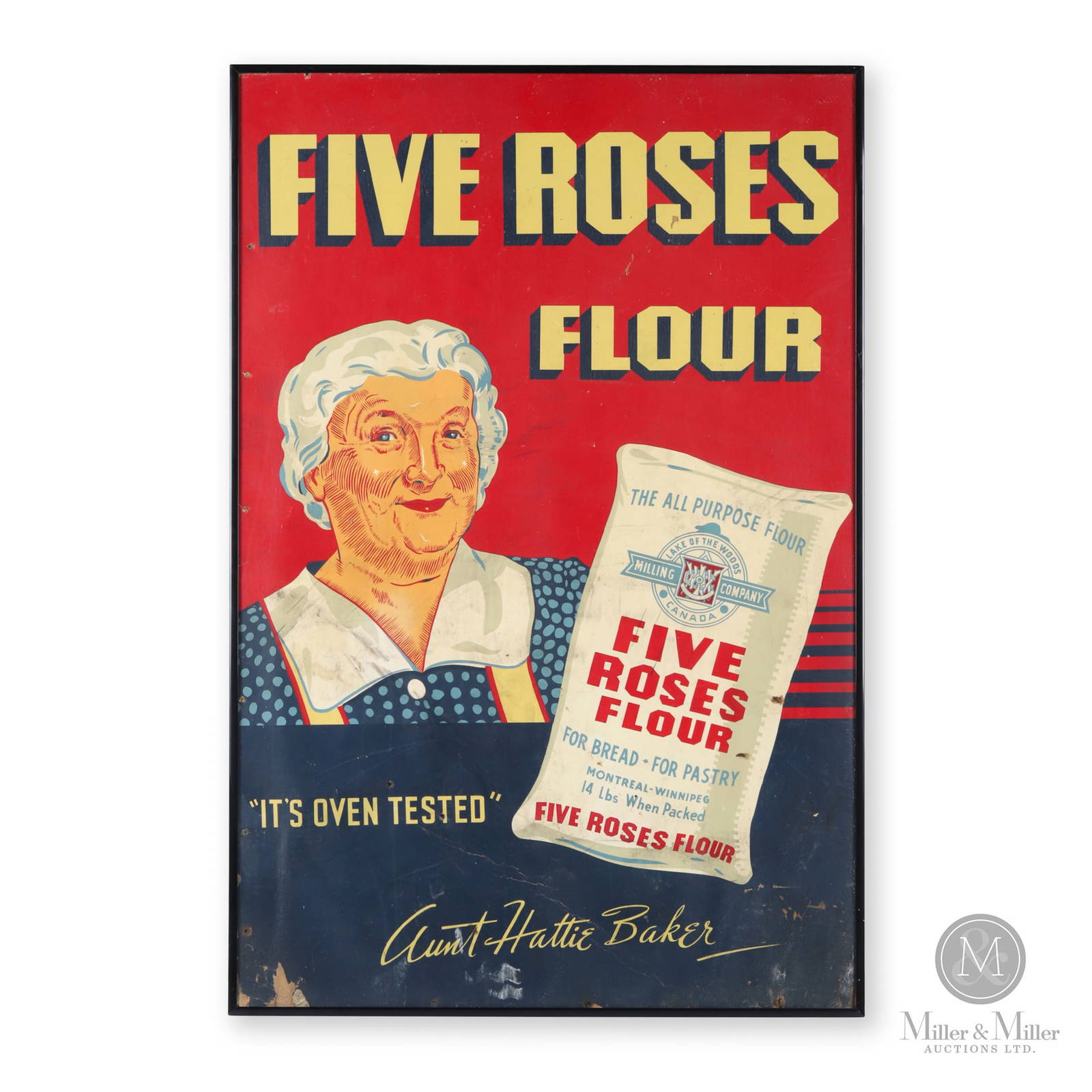 Five Roses Flour Aunt Hattie Baker Cardboard Sign Auction
