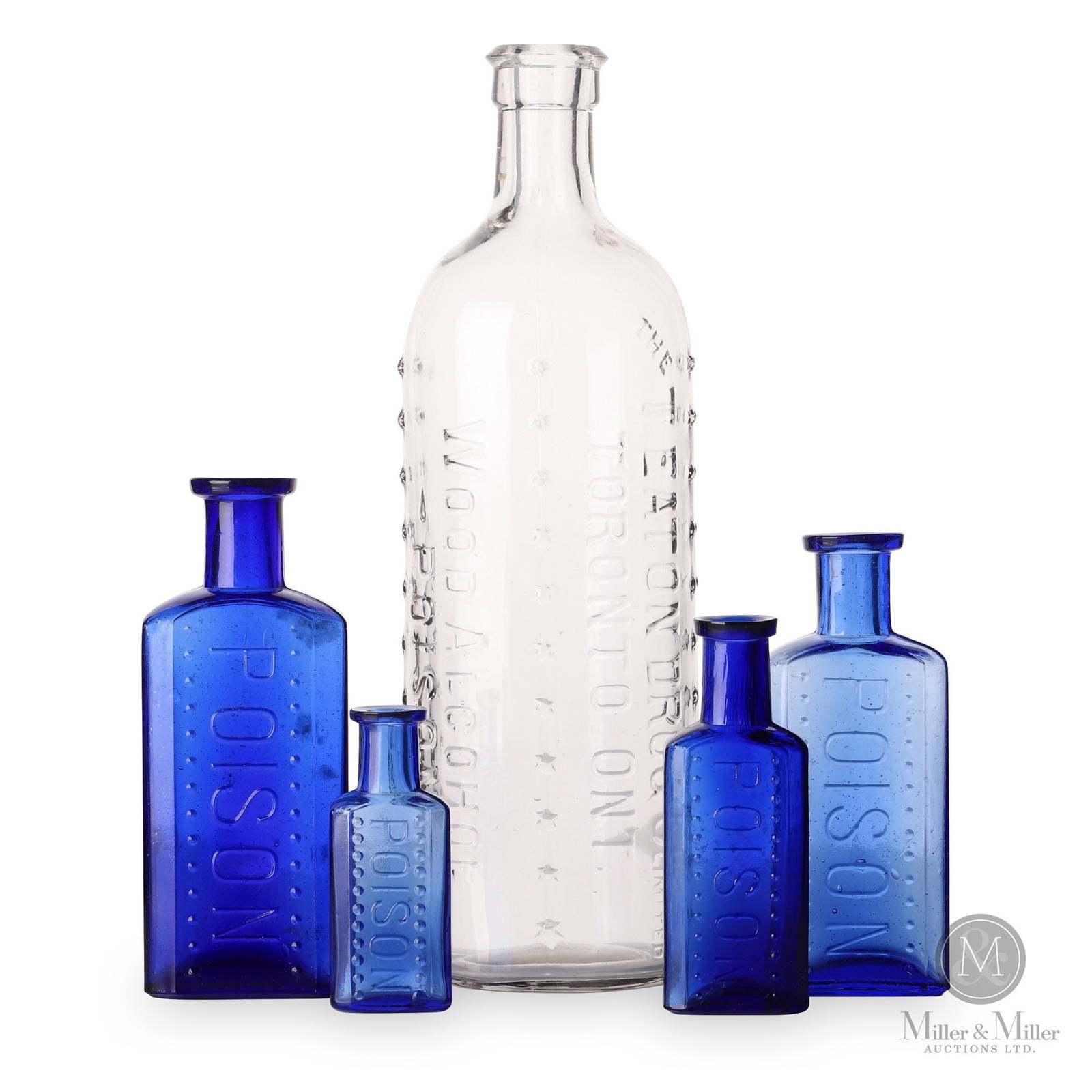 Canadian Cobalt Blue & Clear Poison Bottles Auction