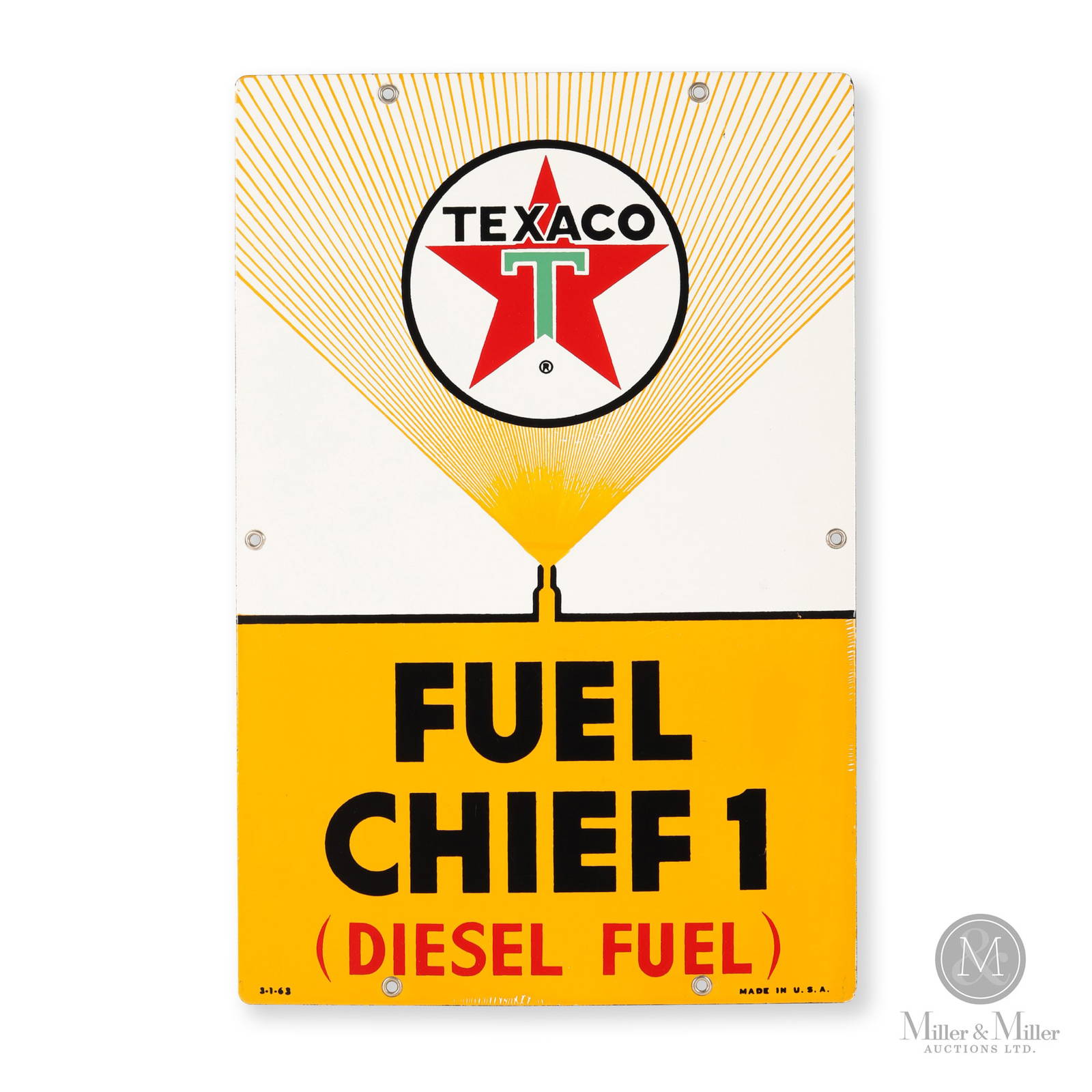 Texaco Fuel Chief 1 Diesel Pump Sign Auction