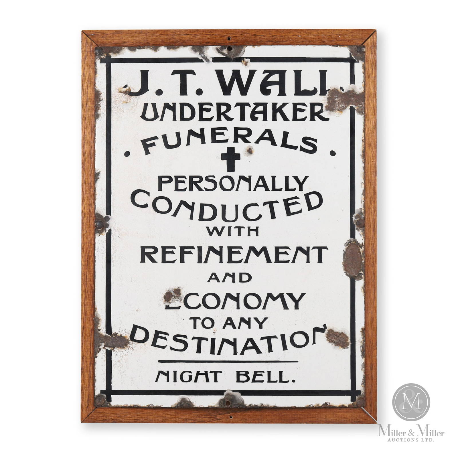 Early J.t. Wall Undertaker & Funerals Sign Auction