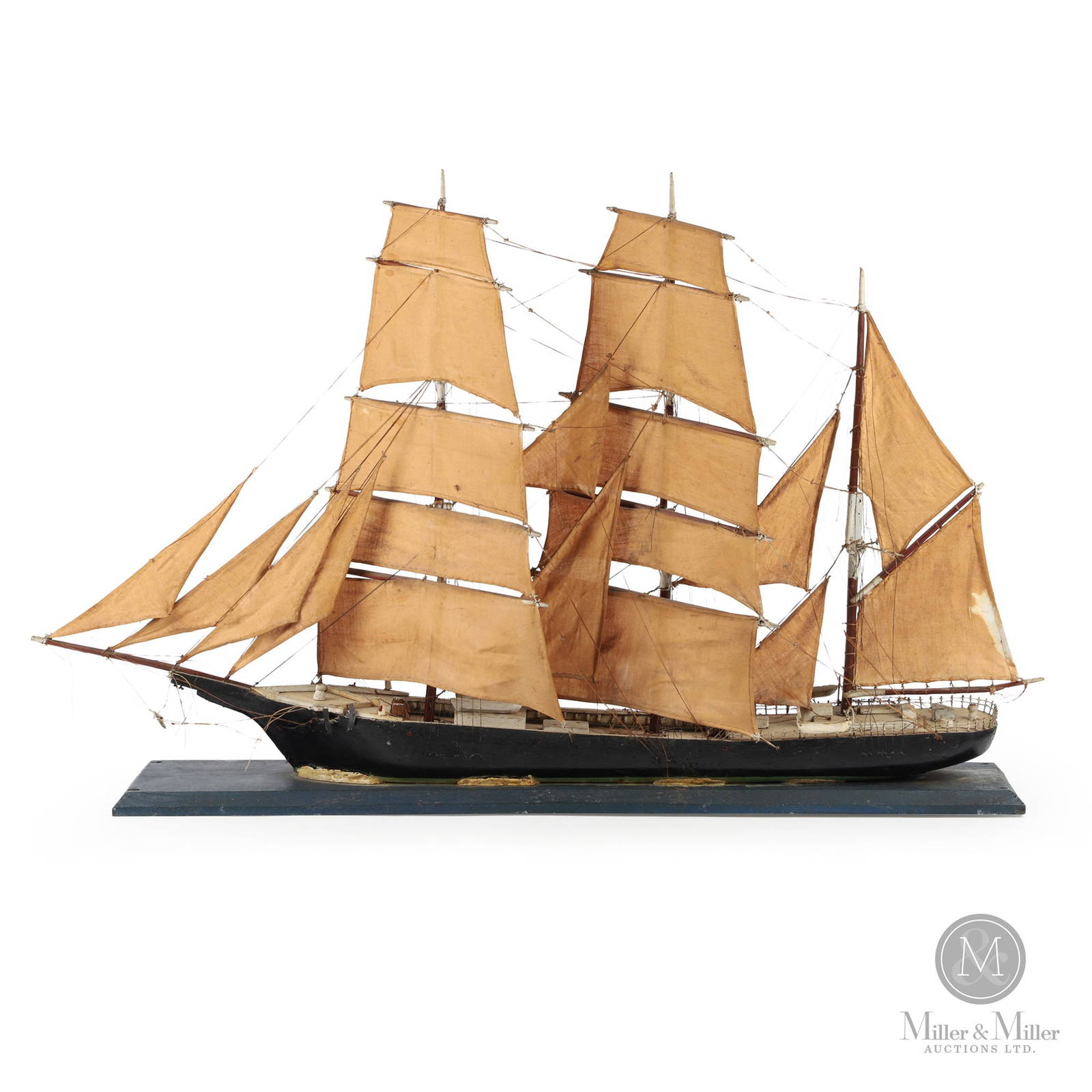 Early Barque Model With Linen Sails Auction