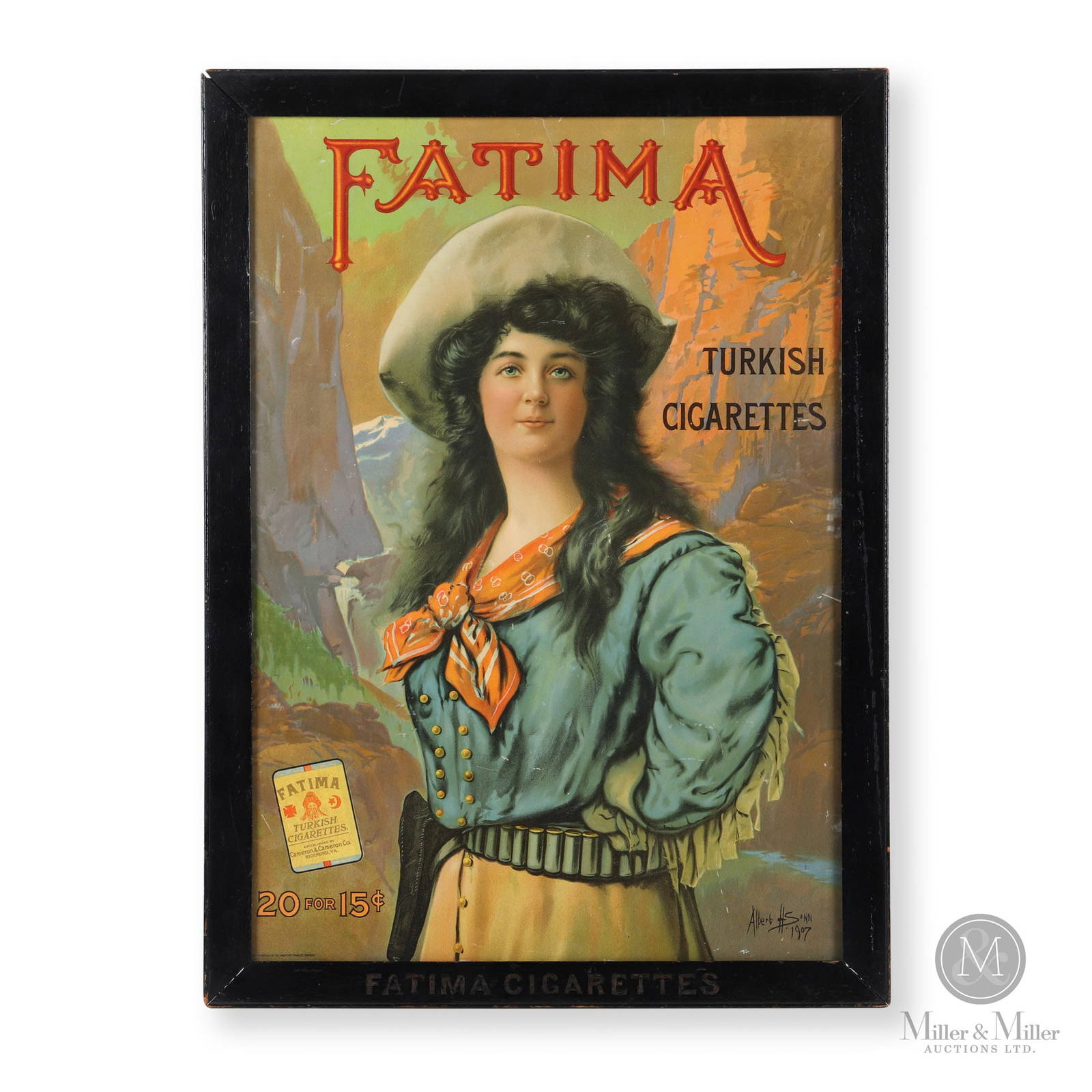 Fatima Turkish Cigarettes Framed Lithograph Auction