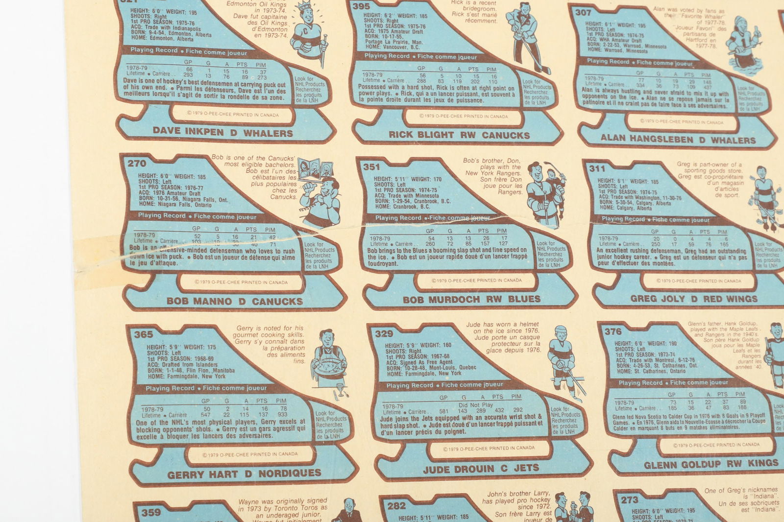 1979-1980 O-pee-chee Uncut Sheet Pair (printed Back) Auction