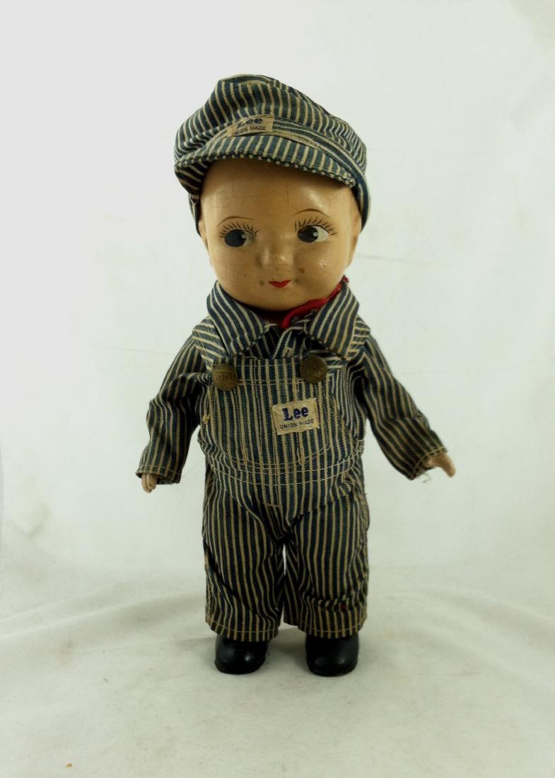 Buddy Lee All Compo Doll W/ Overalls & Hat