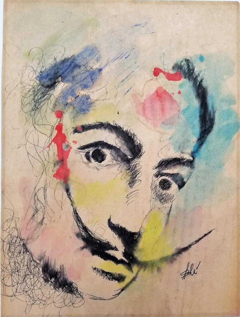 Salvador Dali water color on paper (Att.)