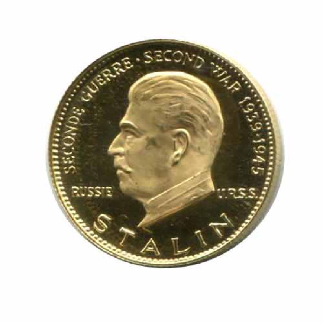WWII Commemorative Proof Gold Medal 7g. 1958 Stalin