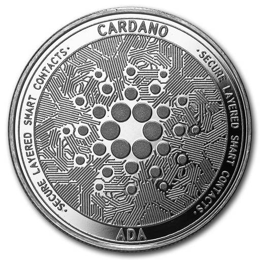 1 Oz Silver Bullion Cryptocurrency Cardano Round .999 F