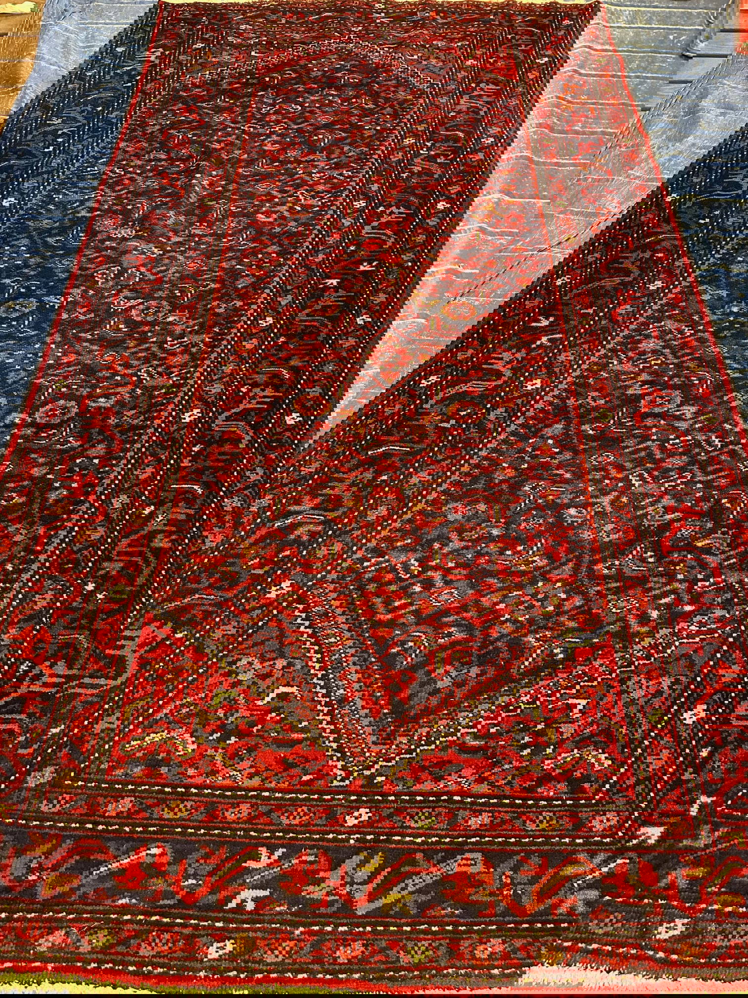 Hand Knotted Persian Hamedan Rug 9x5.2 Ft Auction