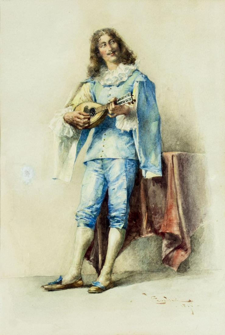 Luigi Cavalieri (Italy,19C) watercolor painting antique (#0319) on Apr ...