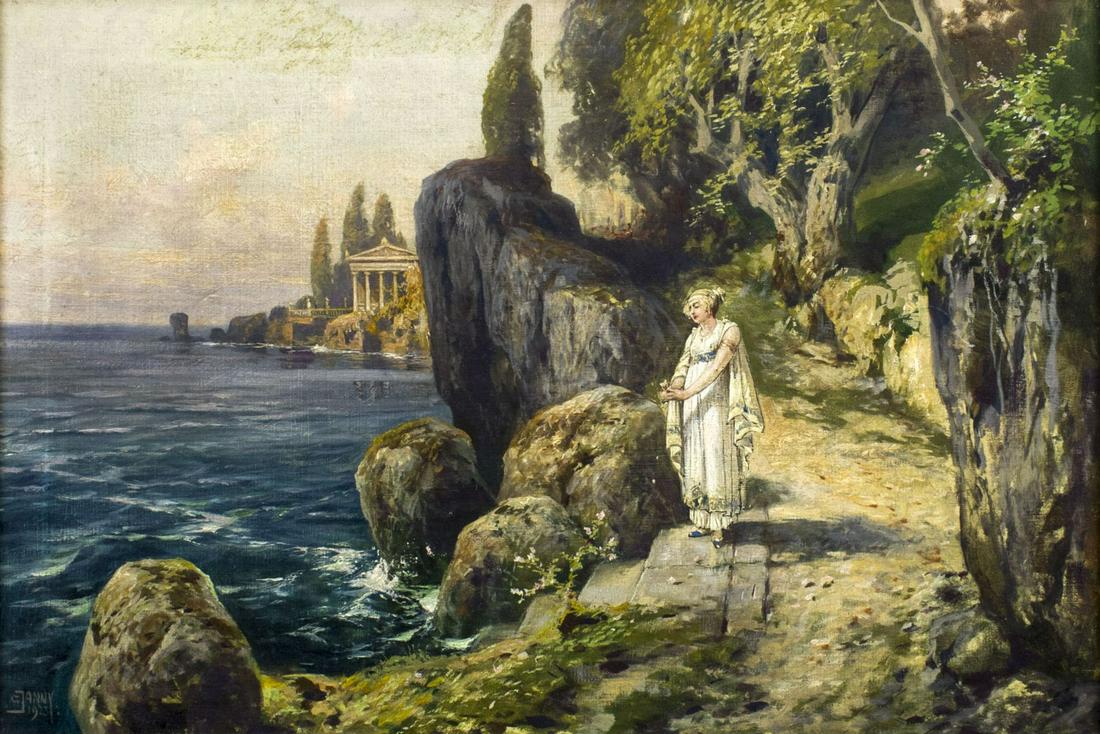 Georg Janny (austria,1864 1935) Oil Painting Antique