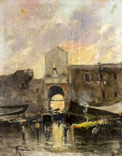 Oscar Ricciardi (italy,1864 1935) Oil Painting Antique