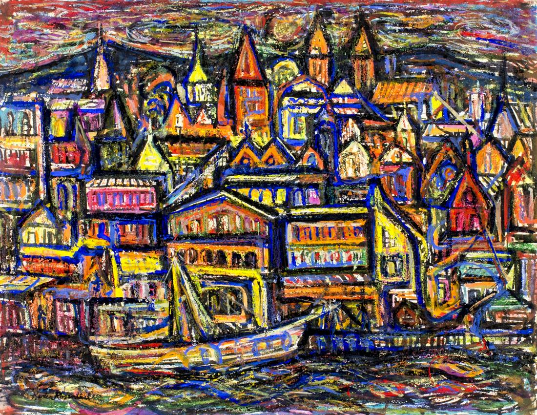 Martin Rosenthal (ny,ma,1899-1974) Mixed Media Painting Auction