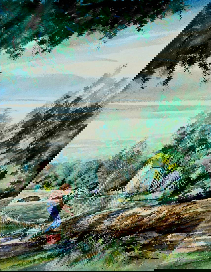 Nick Ruggieri (pa,1908-1996) Watercolor Painting Auction