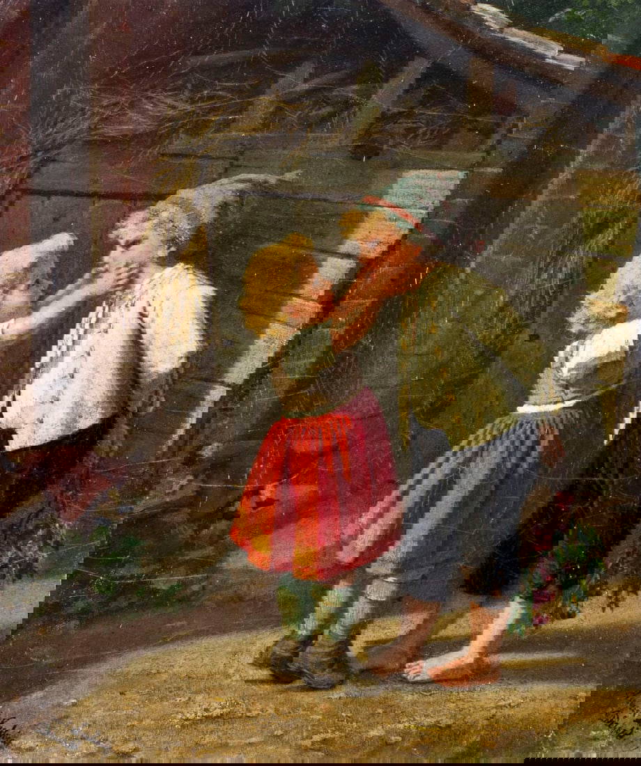 Auguste Ludwig (germany,1834-1872) Oil Painting Antique Auction