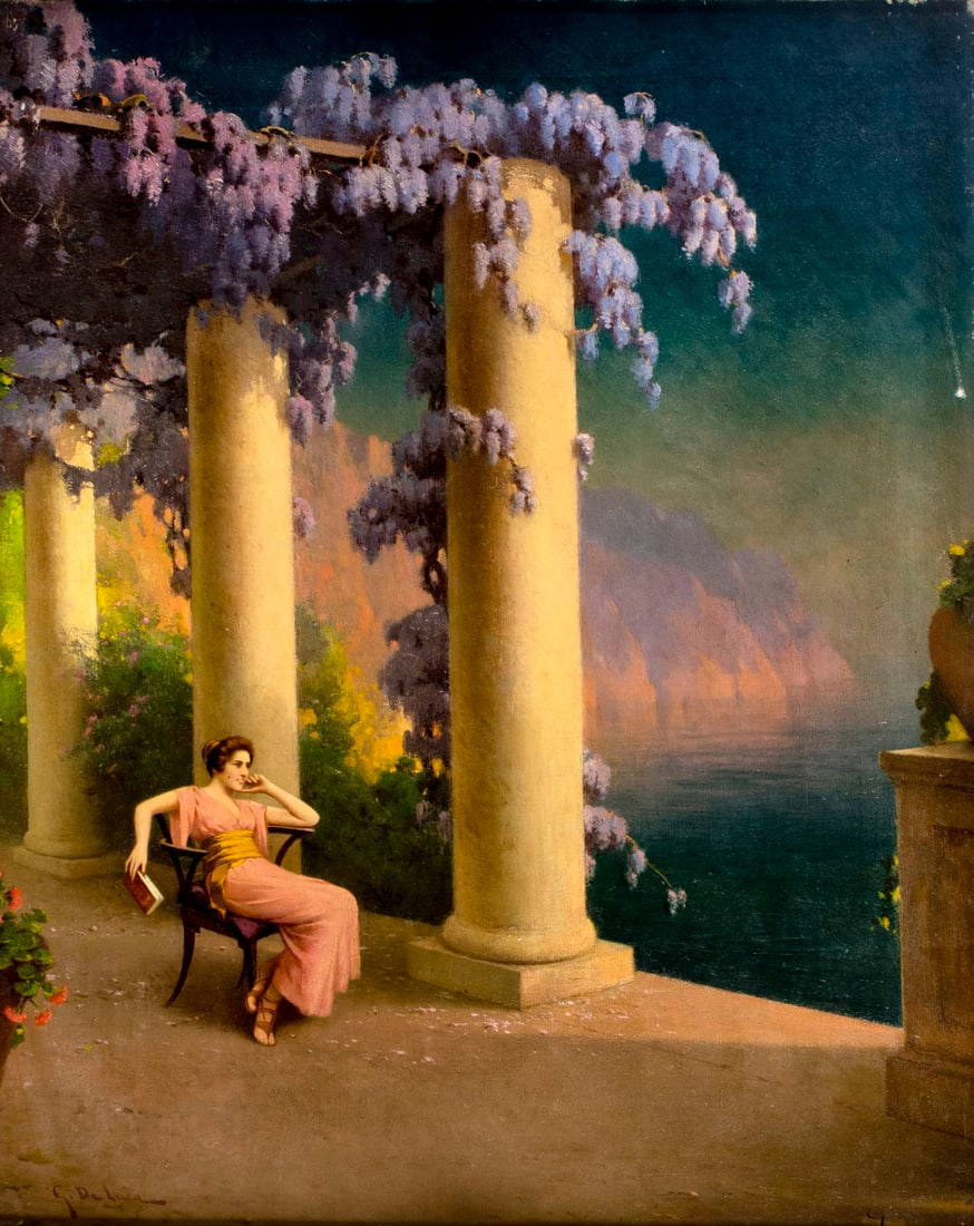 G De Luca (italy,early 20c) Oil Painting Antique Auction