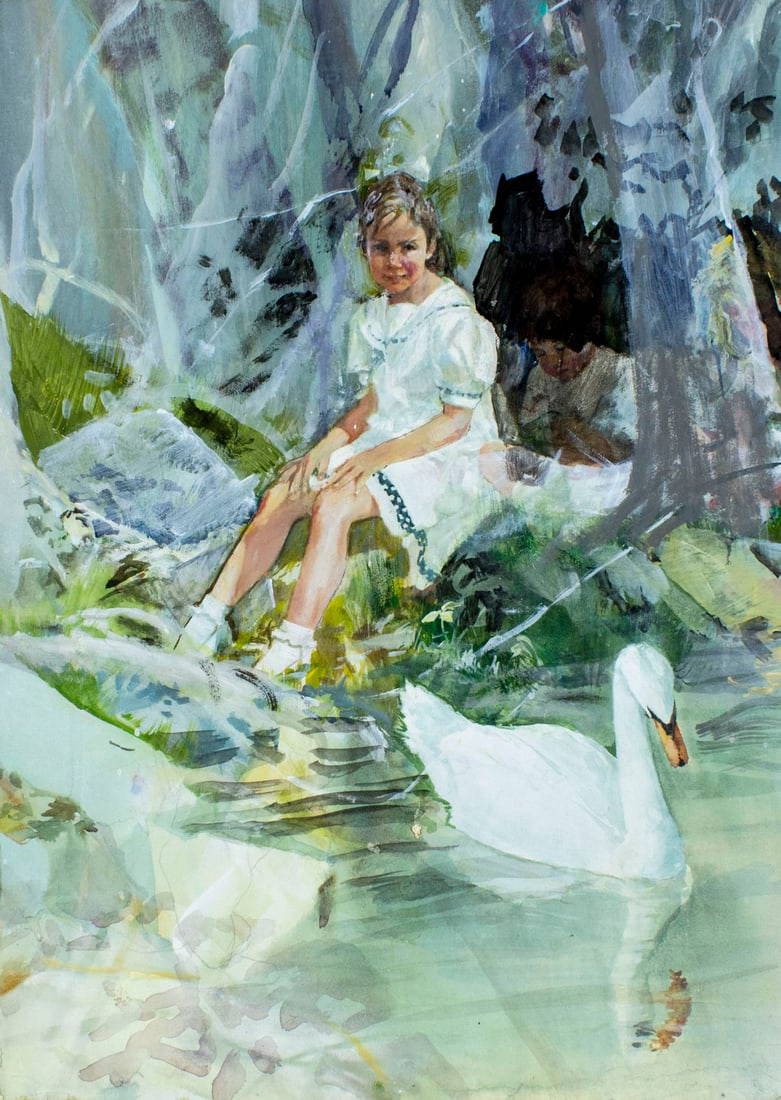 Carolyn Bullis Blish (dc,1928-?) Gouache Painting Auction