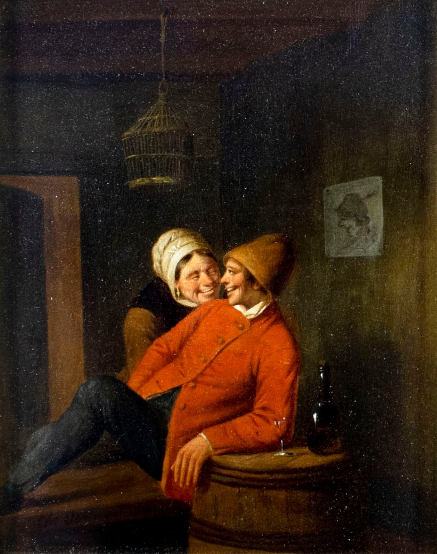 Attr Charles Venneman (belgian,dutch,1802-1875) Oil Painting Antique ...