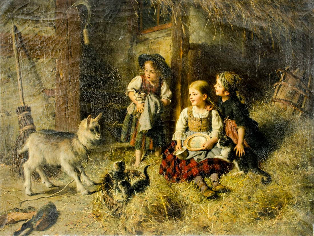Antique 19c German Oil Painting Auction