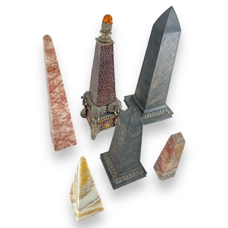 A Lot Of 6 Vintage Obelisk Phallic Sculptures Crafted Of Rouge Marble ...