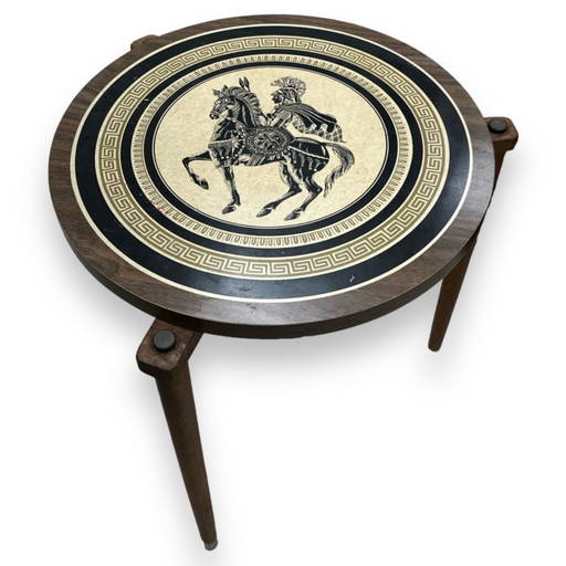 6 Vintage Greek Revival Mid Century Round Tables. Each Inlaid In Greek ...