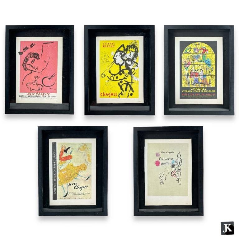 A Collection Of Five Marc Chagall Lithographic Color Prints On Paper ...