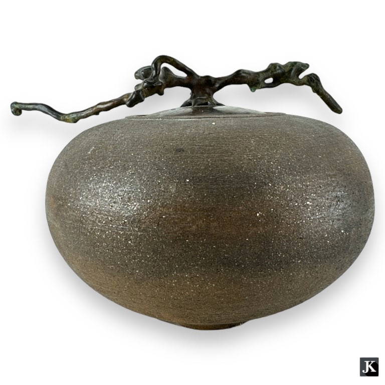 A Signed Pottery With Gold Flecking Throughout Having A Tapered Round ...