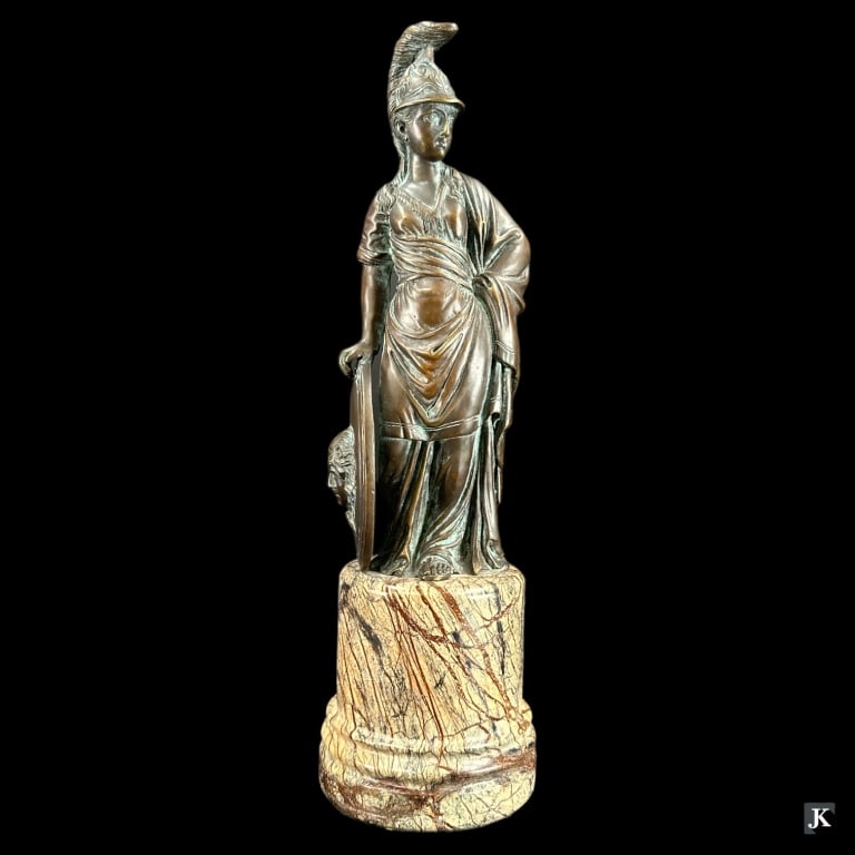 French Minerva Bronze Sculpture On Marble Base Auction