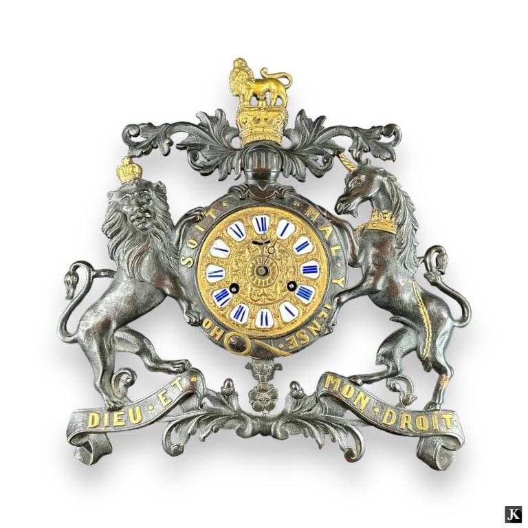 Antique Ansonia Bronze British Coat Of Arms Clock Auction
