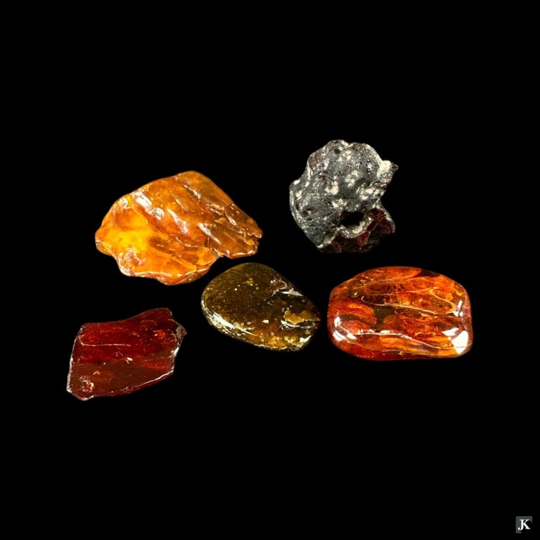 Lot Of 5 Genuine Various Color Amber Specimens Auction