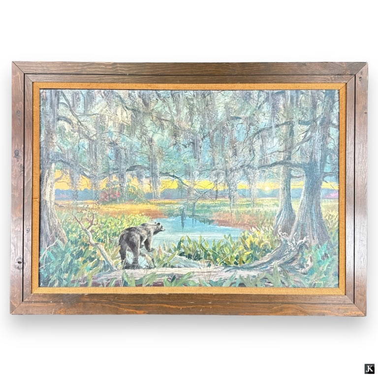 Russ Smiley (usa 20th C) Landscape Oil On Board Auction