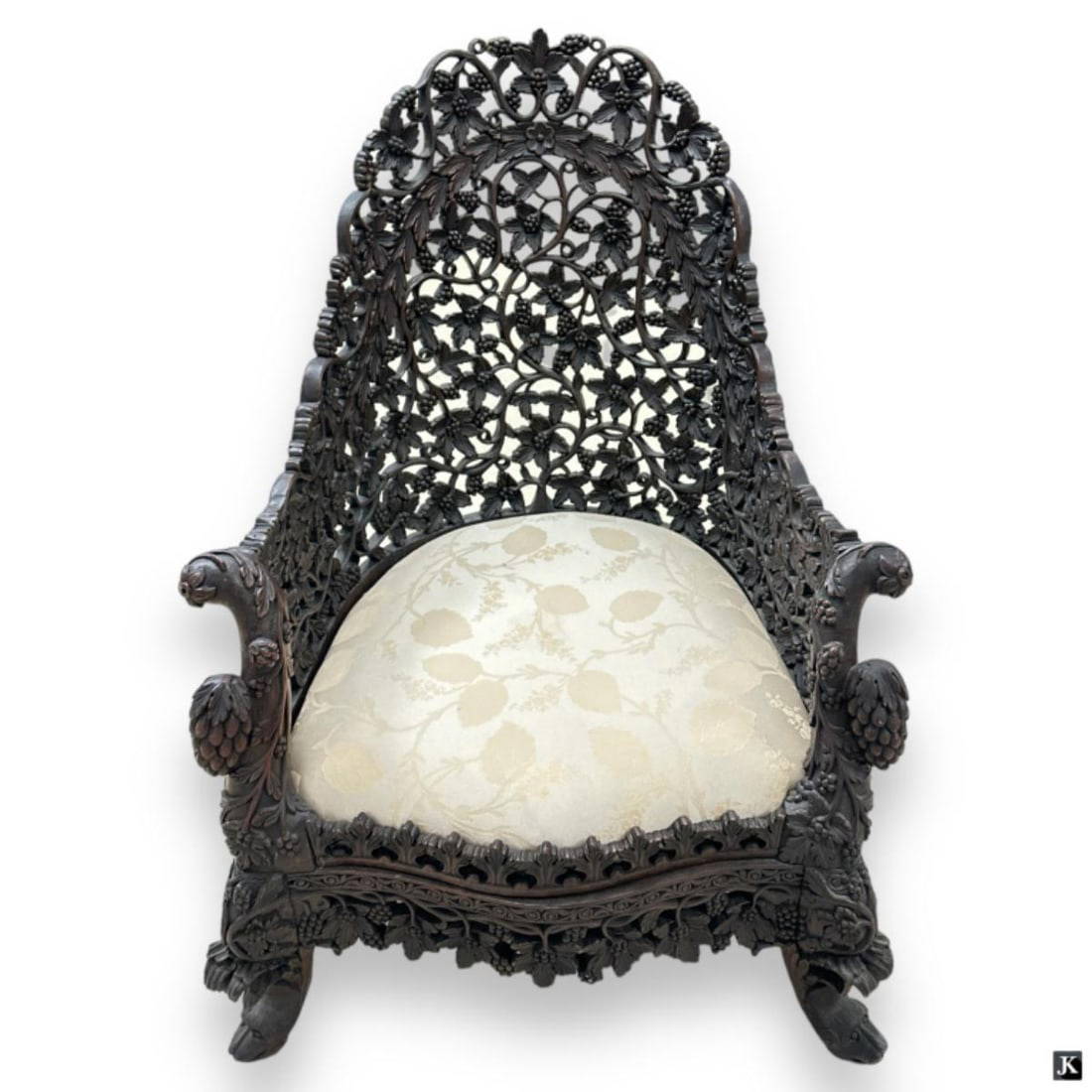 Antique Intricately Carved Grape Cluster Chair Auction
