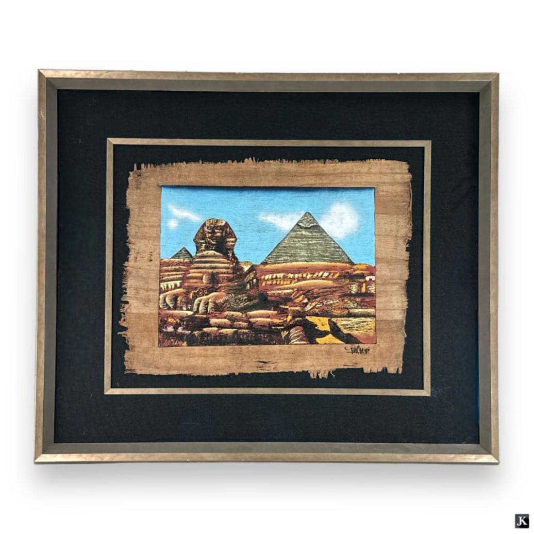 Acrylic On Papyrus Depicting Great Sphinx Of Giza Auction