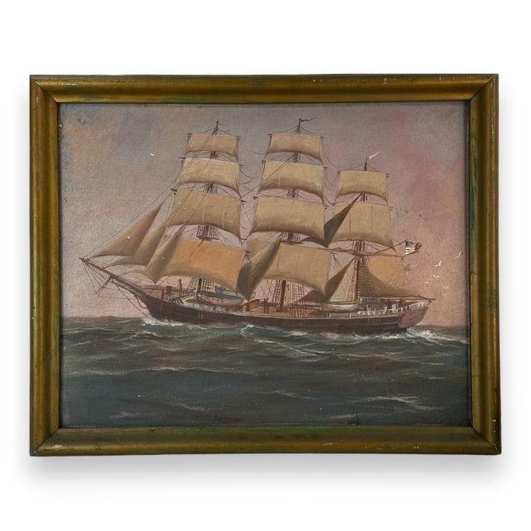 Marius Petersen Marine Oil Painting On Canvas