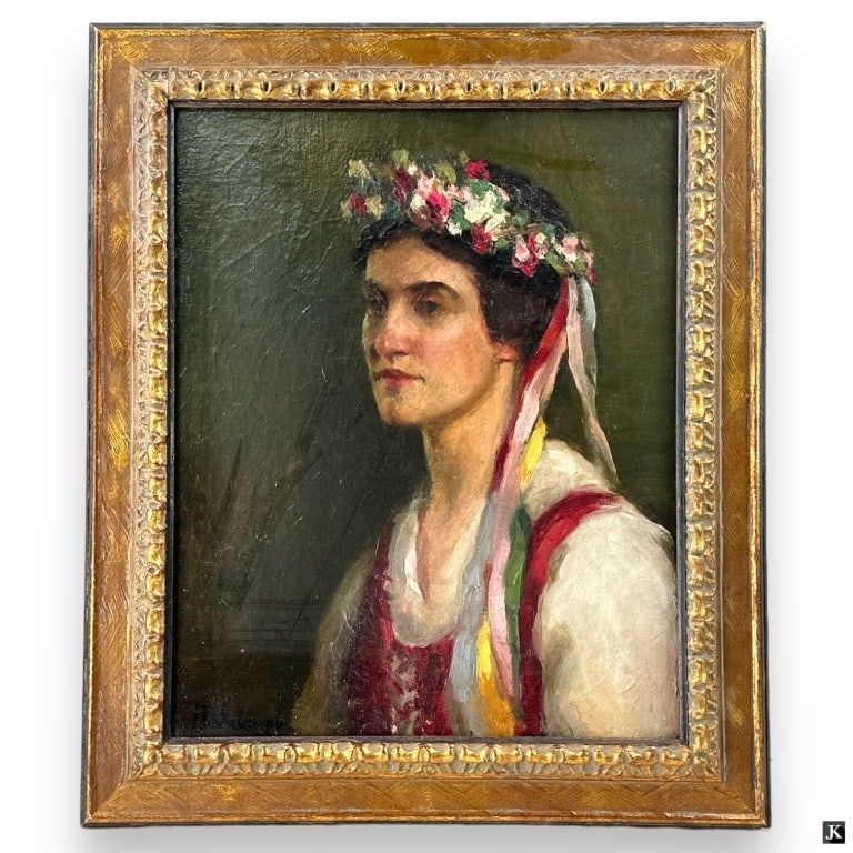 Petr Alekseevich Oil/canvas "girl In Traditional Costume" Auction