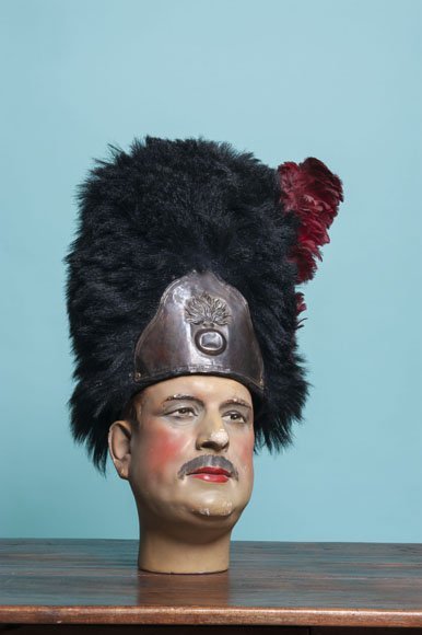 Antique original French grenadiers bearskin