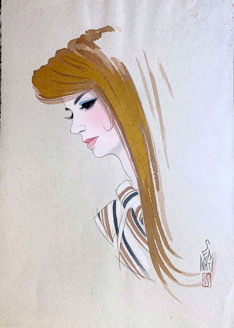 Sentaro Iwata: Blonde Hair 1976 Woodblock Nr Auction