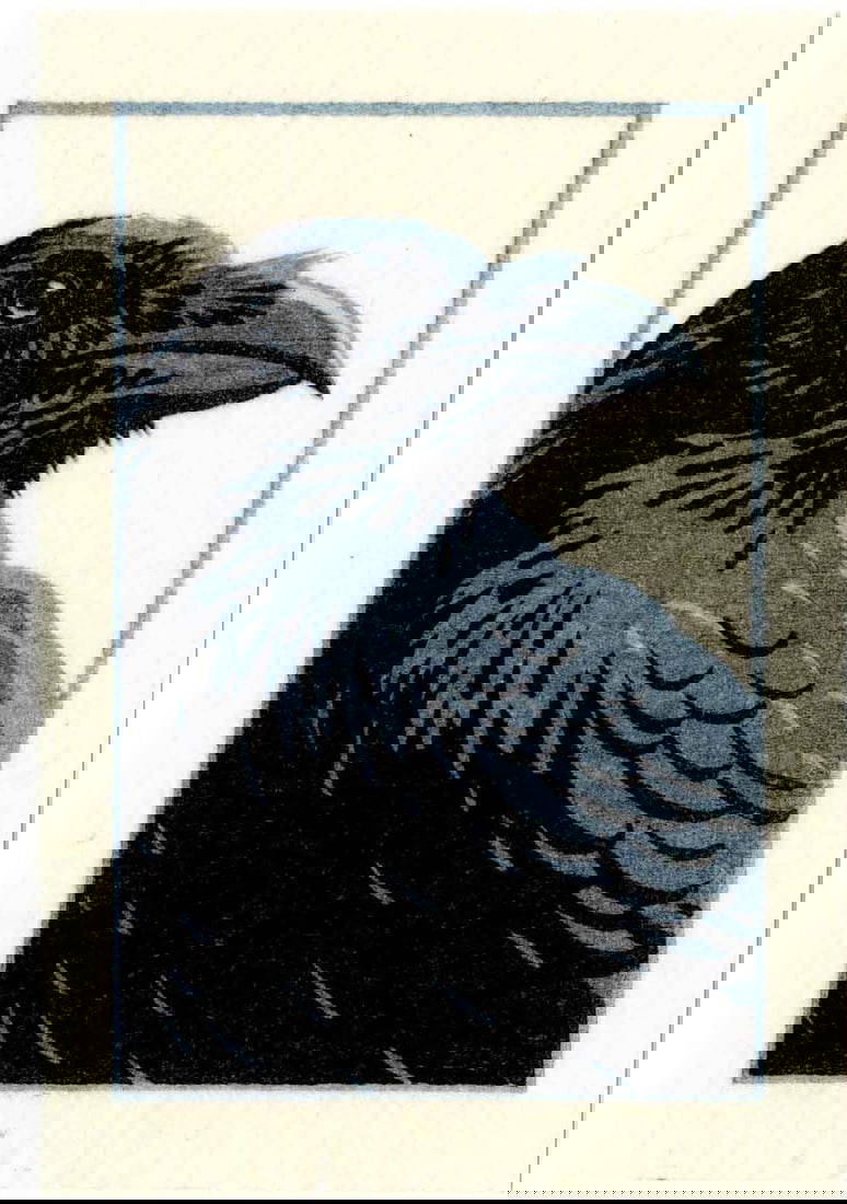 Jed Henry: Crow Portrait 2022 Woodblock Nr Auction